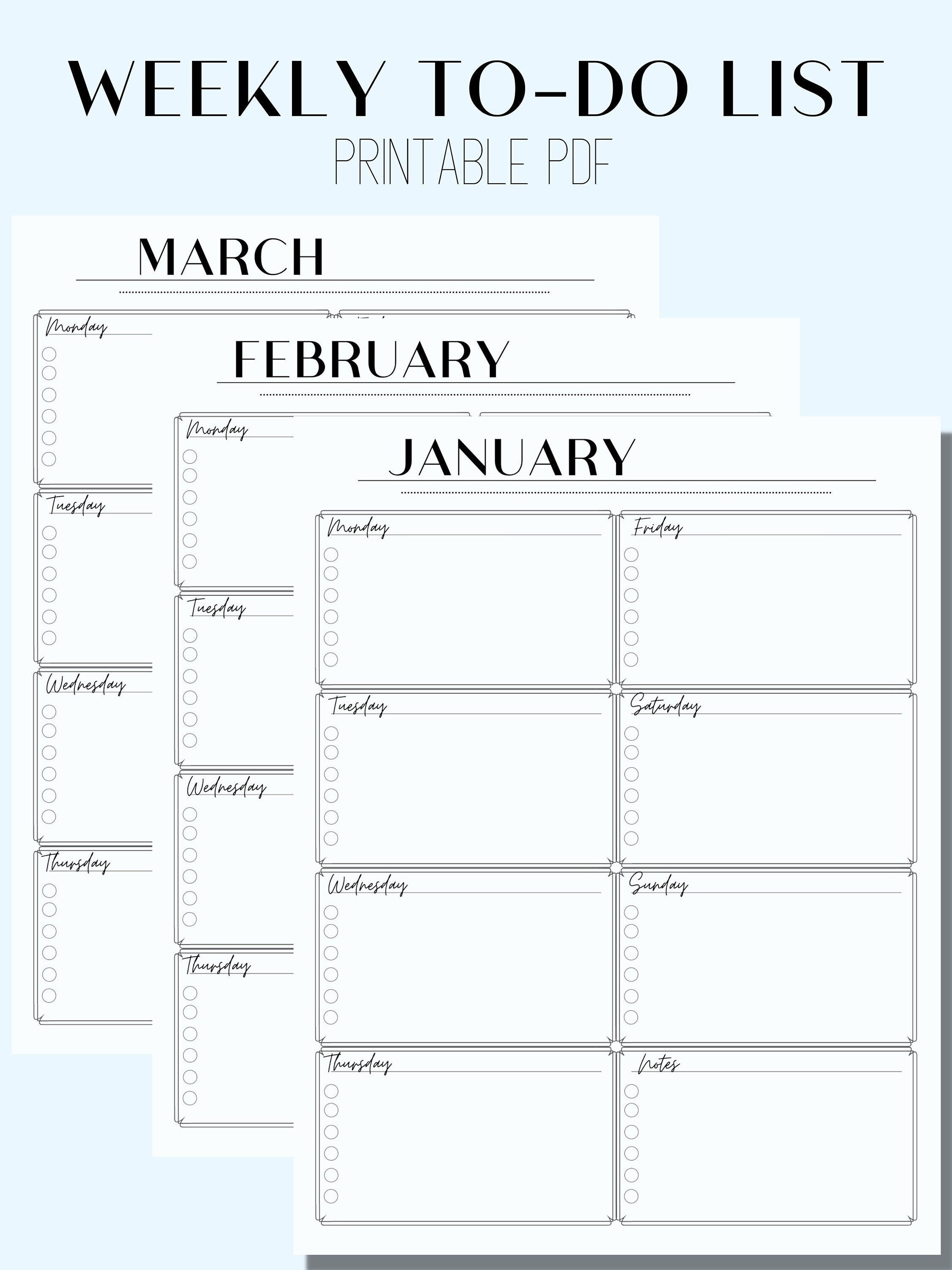 Printable Weekly To-do List, Instant Download Print at Home Planner ...