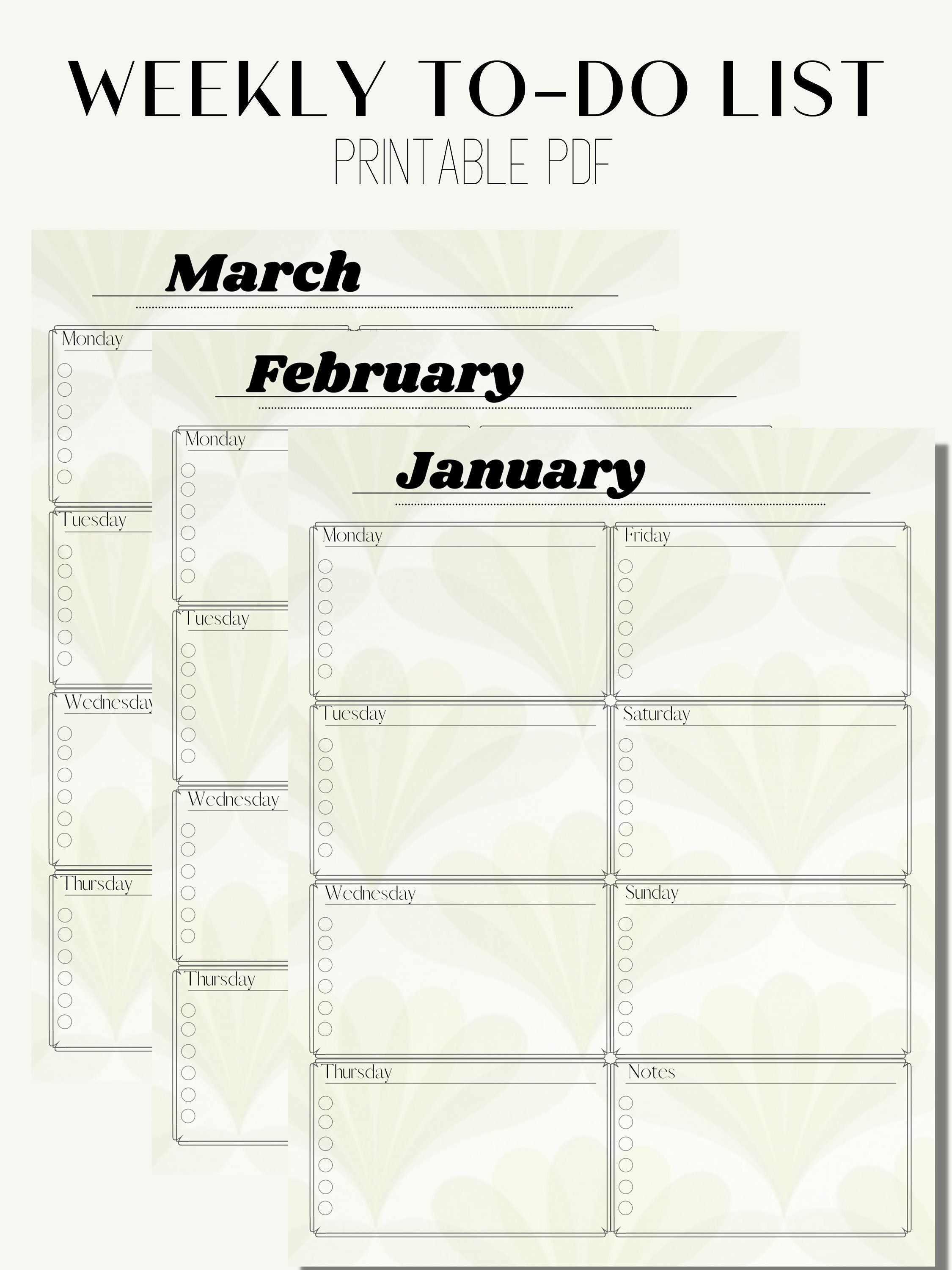 Printable Weekly To-do List, Instant Download Print at Home Planner ...