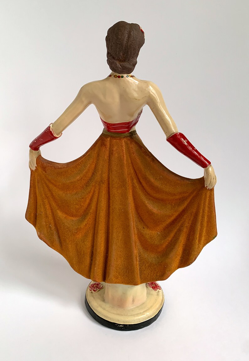 Art Deco Dancer Flapper Lady Woman Statue Figurine Figure Holding Dress ...