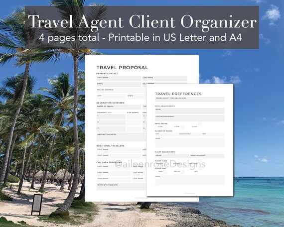 Printable & Edit Travel Agents Client Organizer Travel - Etsy