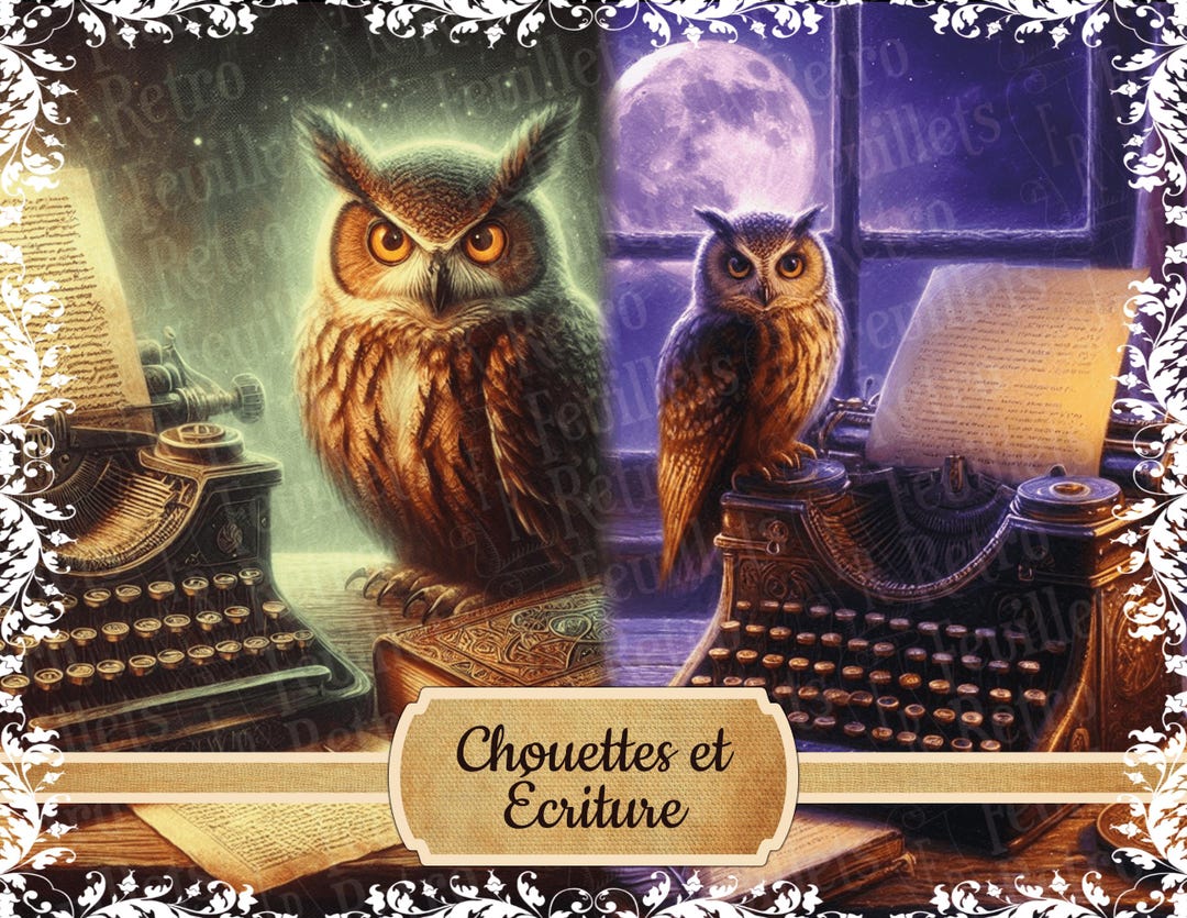 Owl and Writing Clipart, Vintage Typewriter, Ephemera, Collage ...