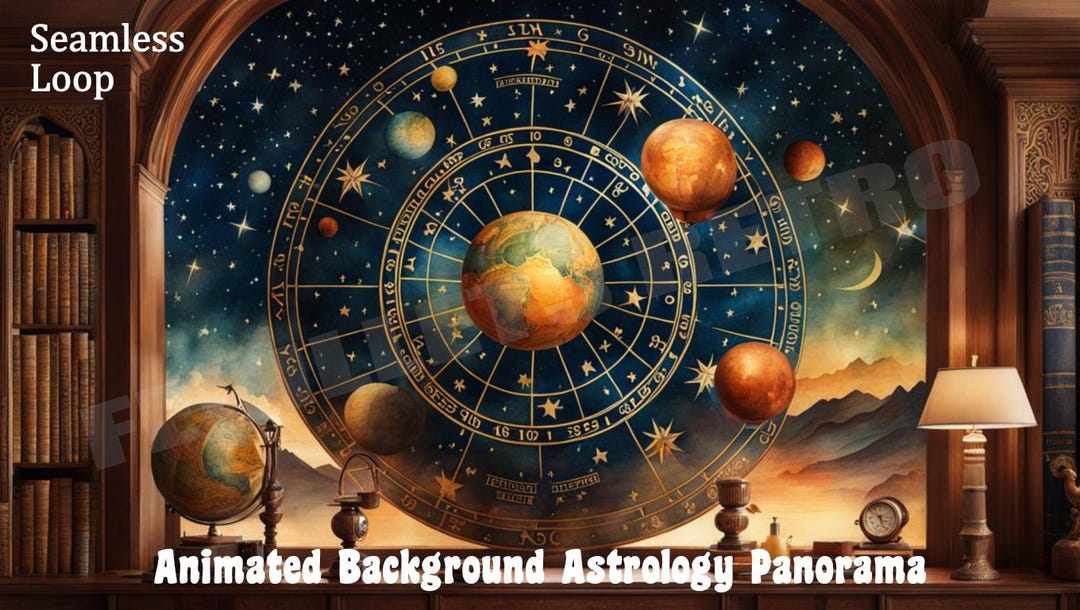 Vintage Astrology Wheel Animated Background | Zodiac 16:9 Retro ...