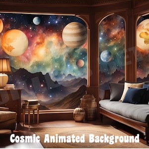 Animated Cosmic Background 16:9 | Starry, Sparkling and Planetary Space ...