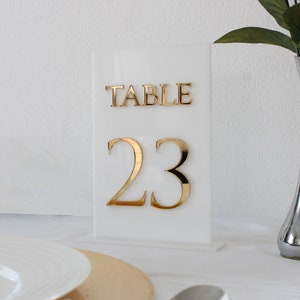 White Gold Table Number, Luxury Wedding, Acrylic Wedding Decor, Laser ...