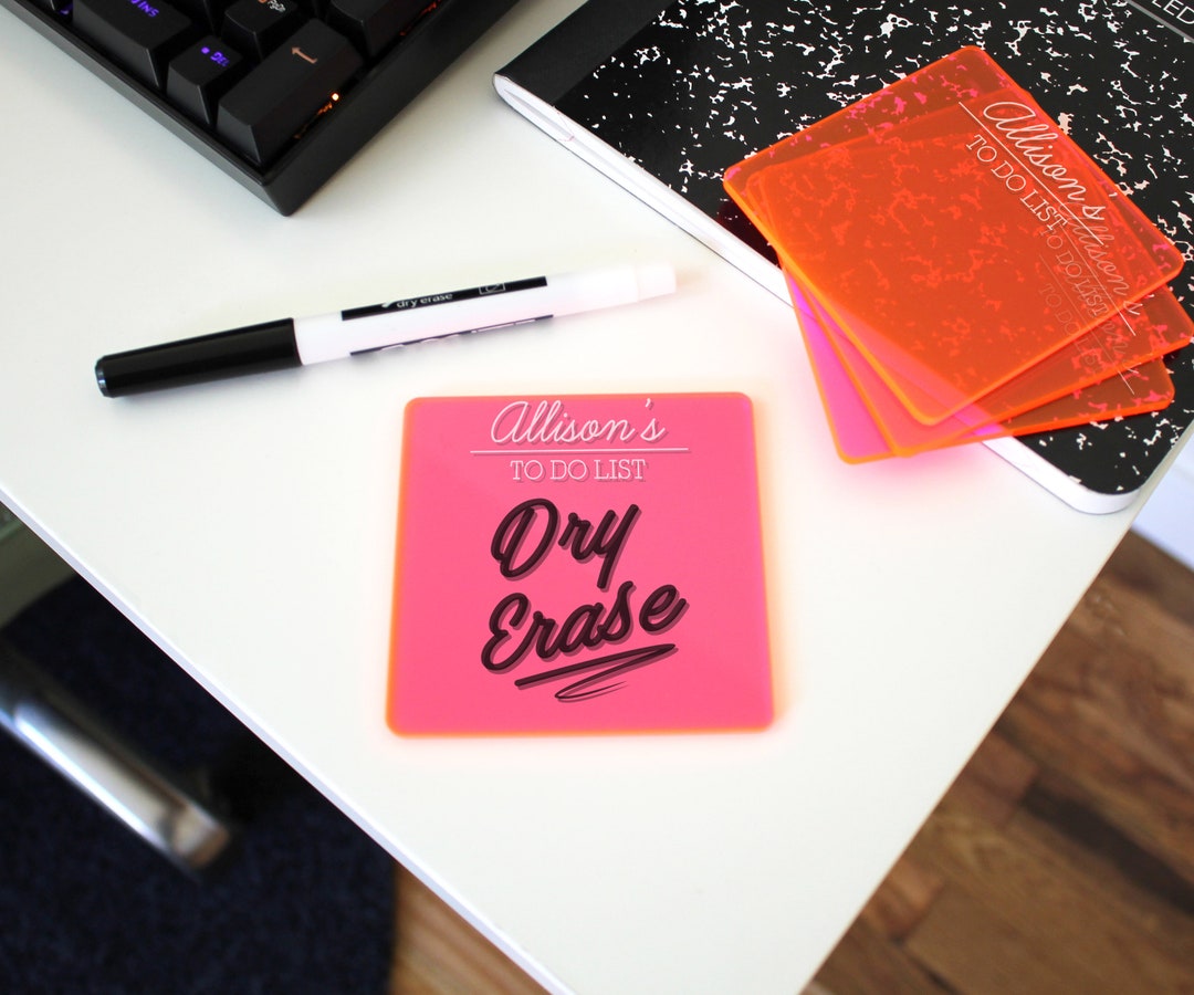 Personalized Acrylic Dry Erase Notes, Personalized Desk Name, Colorful ...