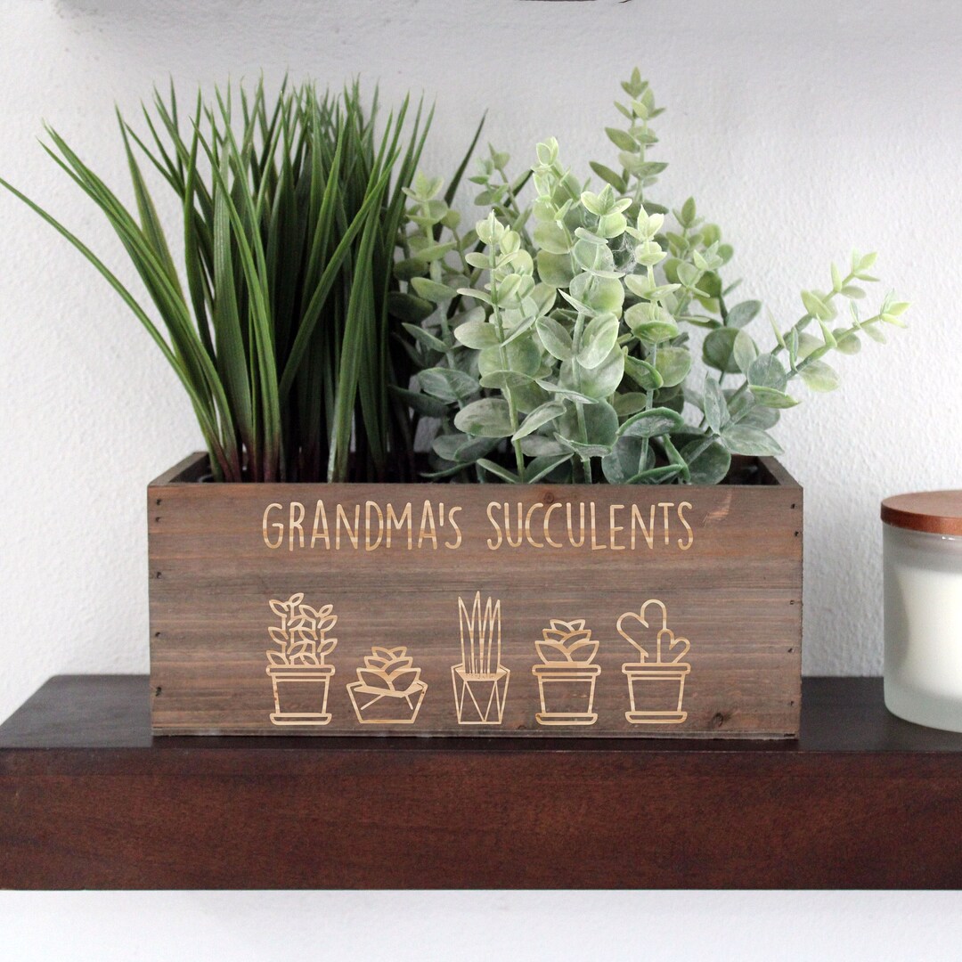 Grandma's Succulents Personalized Planter Box, Custom Wood Planter Box ...