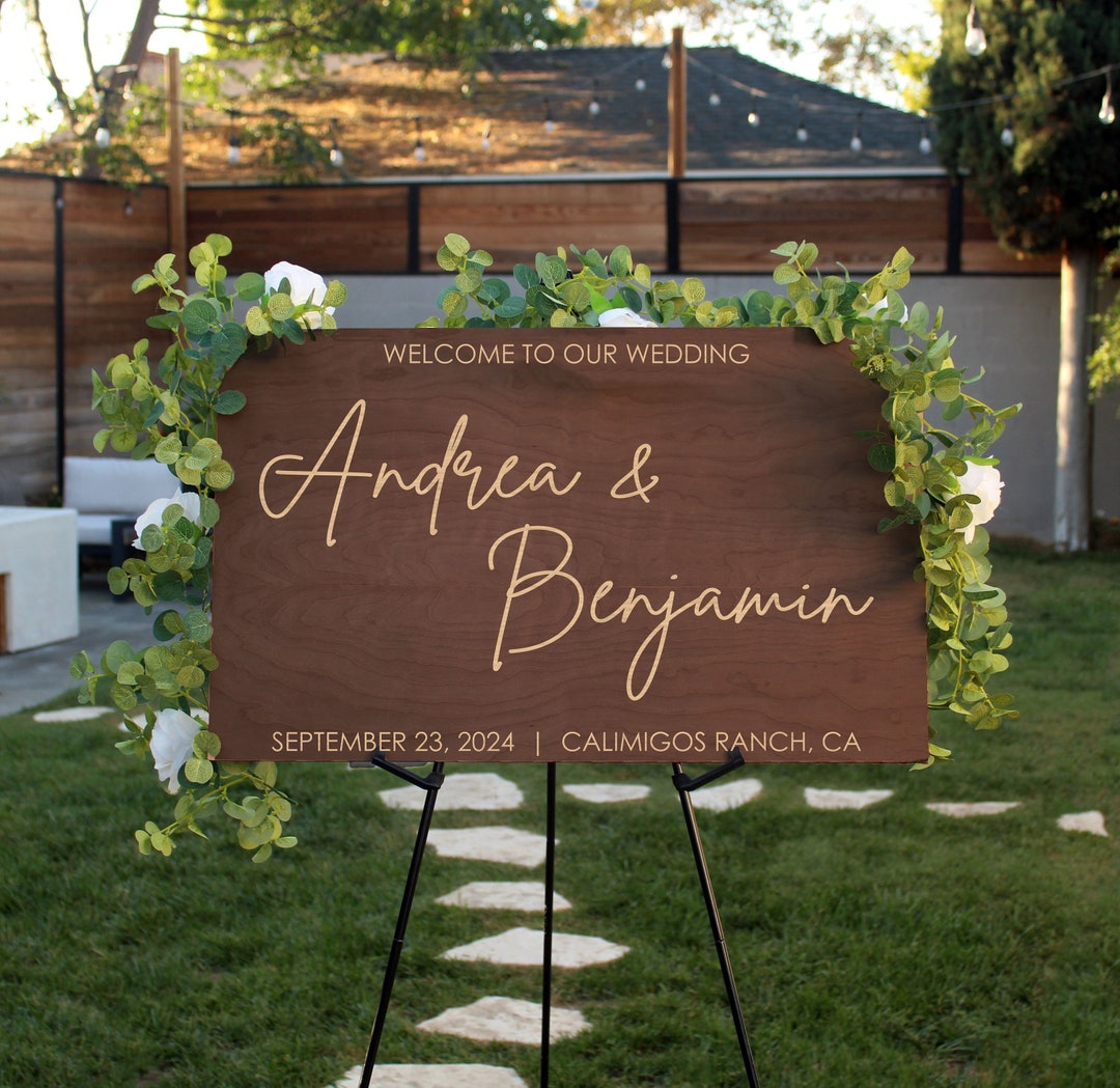 Wedding Welcome Sign Large Welcome Sign Rustic Wood Welcome Sign Walnut ...