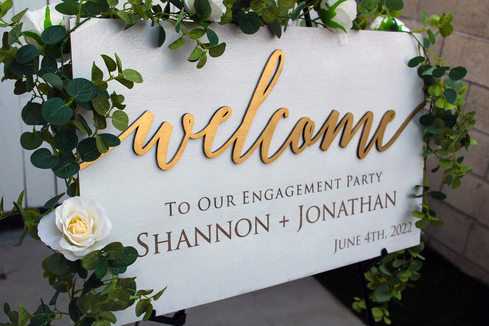 Wedding Welcome Sign Large Welcome Sign White and Gold Welcome - Etsy
