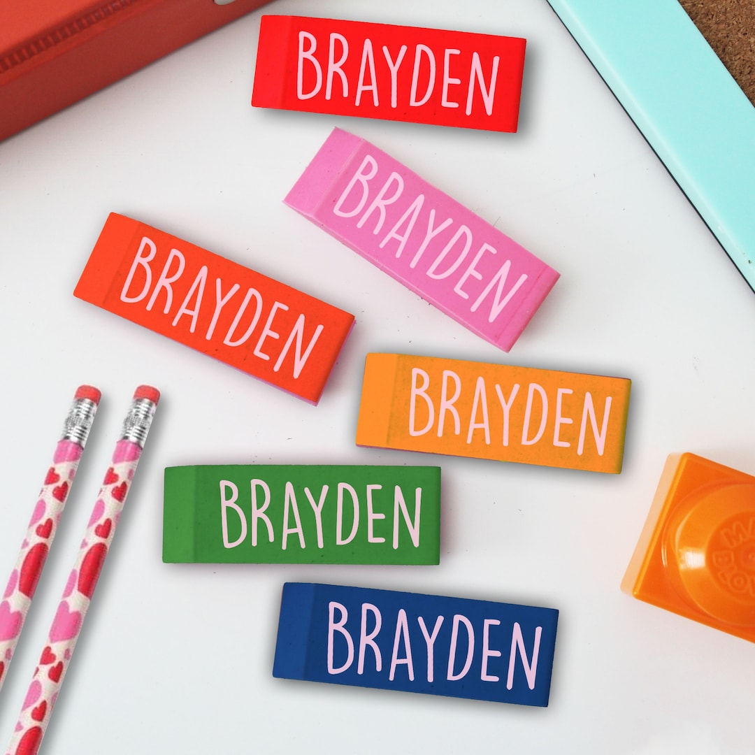 Custom Erasers, Set of 6 | Personalized Erasers, Rubber Erasers, Back ...