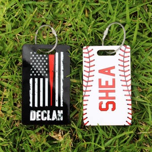 Personalized Baseball Name Tag, Baseball Bag and Keychain Tags ...
