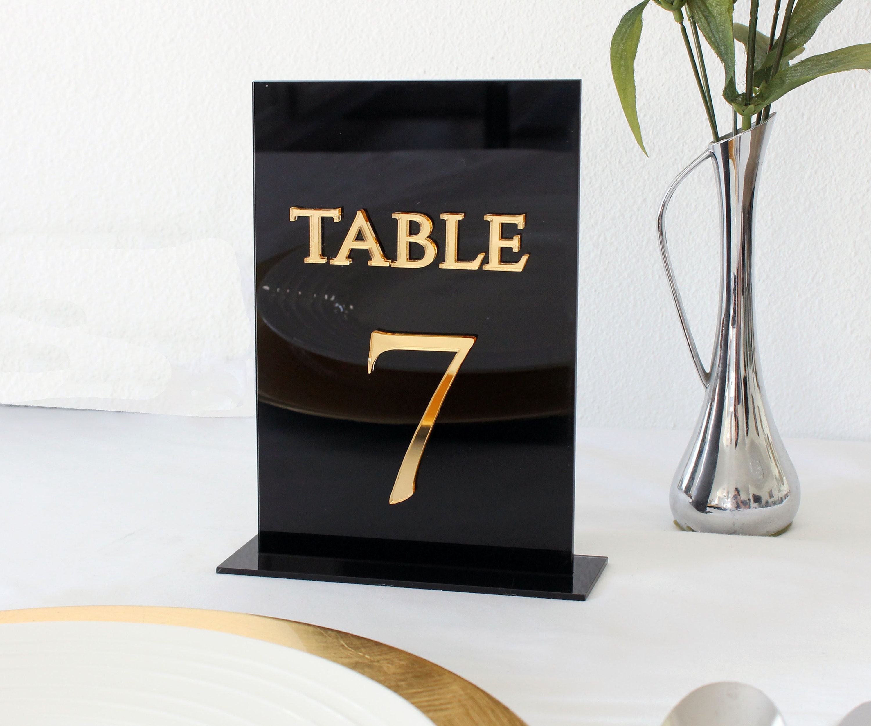 Black Silver Table Number, Luxury Wedding, Acrylic Wedding Decor, Laser ...