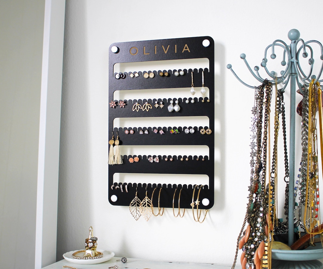 Personalized Earring Holder, Modern Jewelry Organizer, Acrylic Jewelry ...