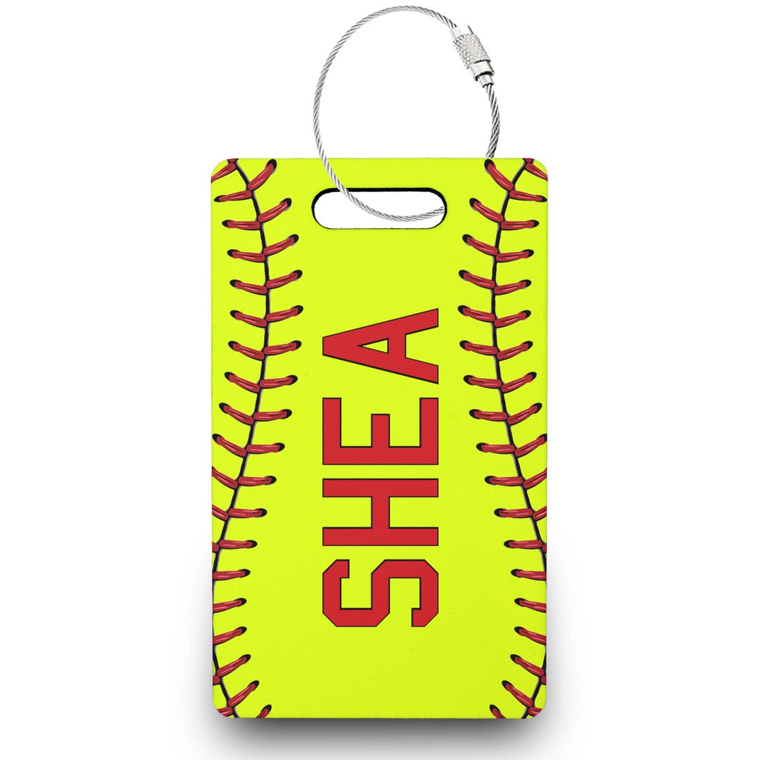 Personalized Softball Name Tag, Softball Bag and Keychain Tags ...