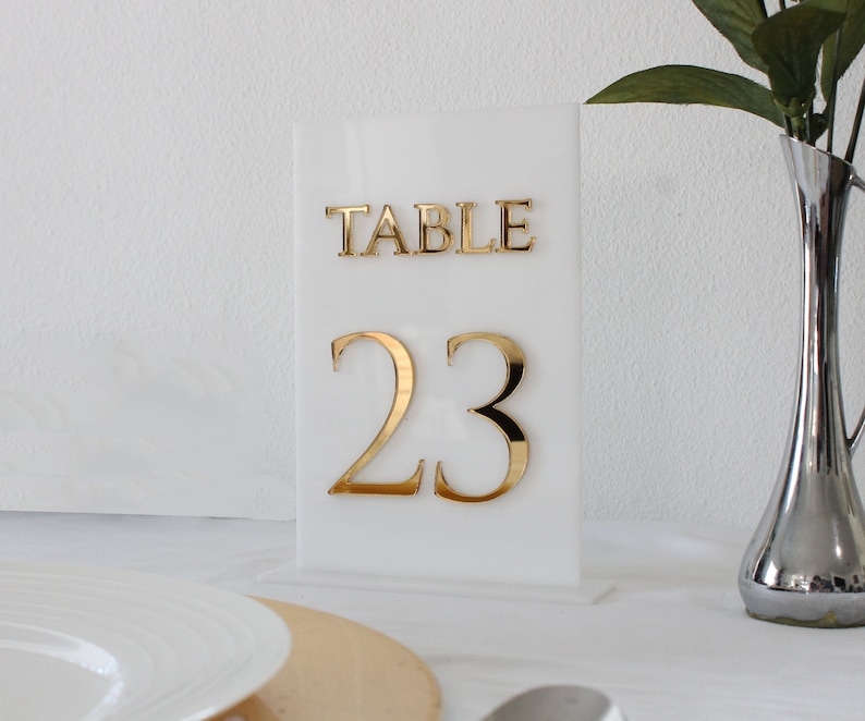 White Silver Table Number Luxury Wedding Acrylic Wedding - Etsy
