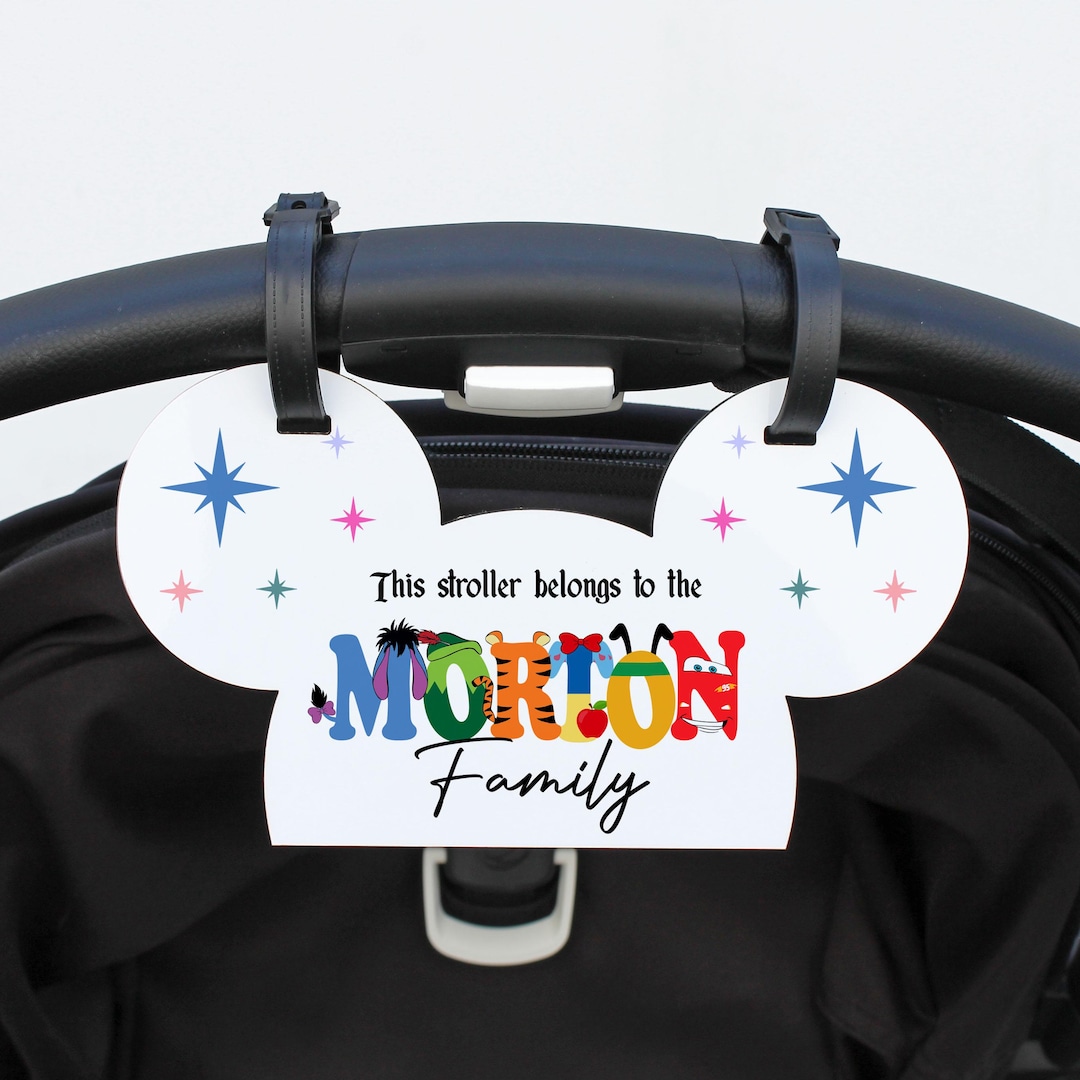Personalized Stroller Name Tag, Mouse Ears Sign, Stroller License Plate ...