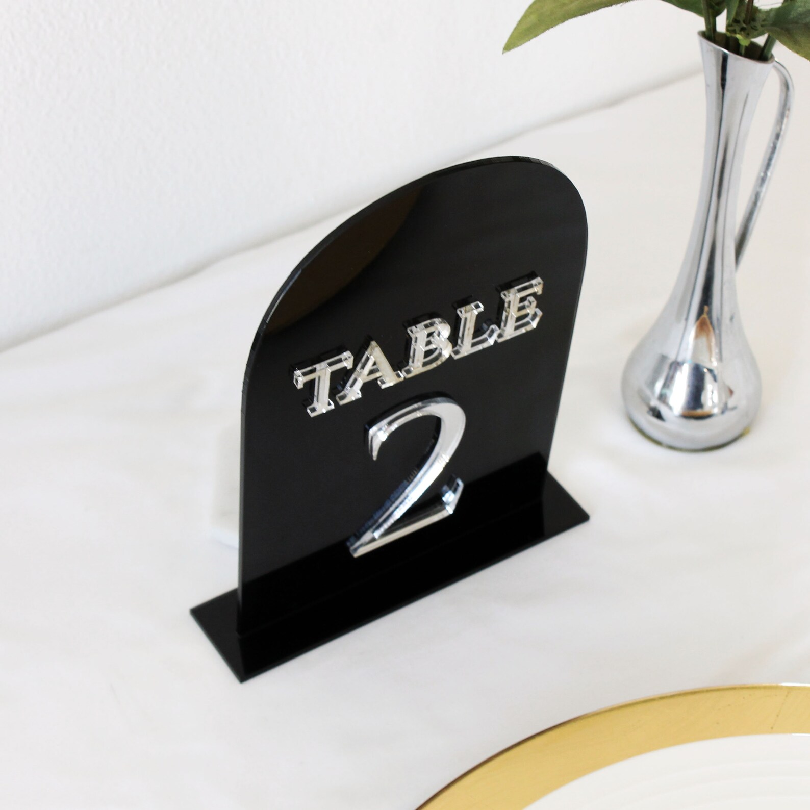Black Silver Table Number, Luxury Wedding, Acrylic Wedding Decor, Laser ...