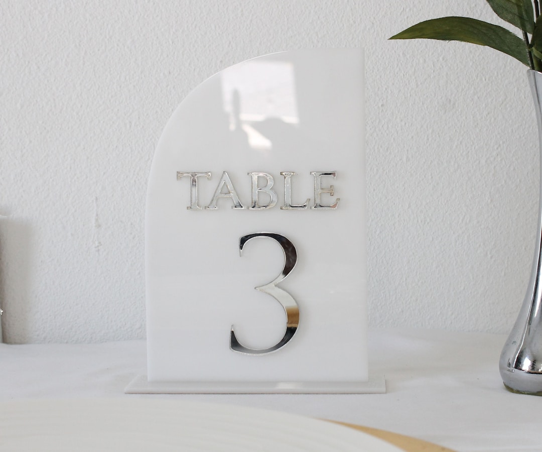 White Silver Table Number, Luxury Wedding, Acrylic Wedding, Laser Cut ...
