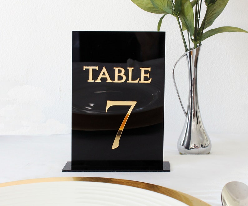 Black Silver Table Number, Luxury Wedding, Acrylic Wedding Decor, Laser ...