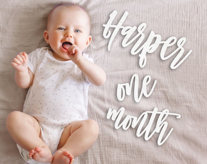 Baby Monthly Milestone Engraved Wood Cutouts - Children's Photo Props ...