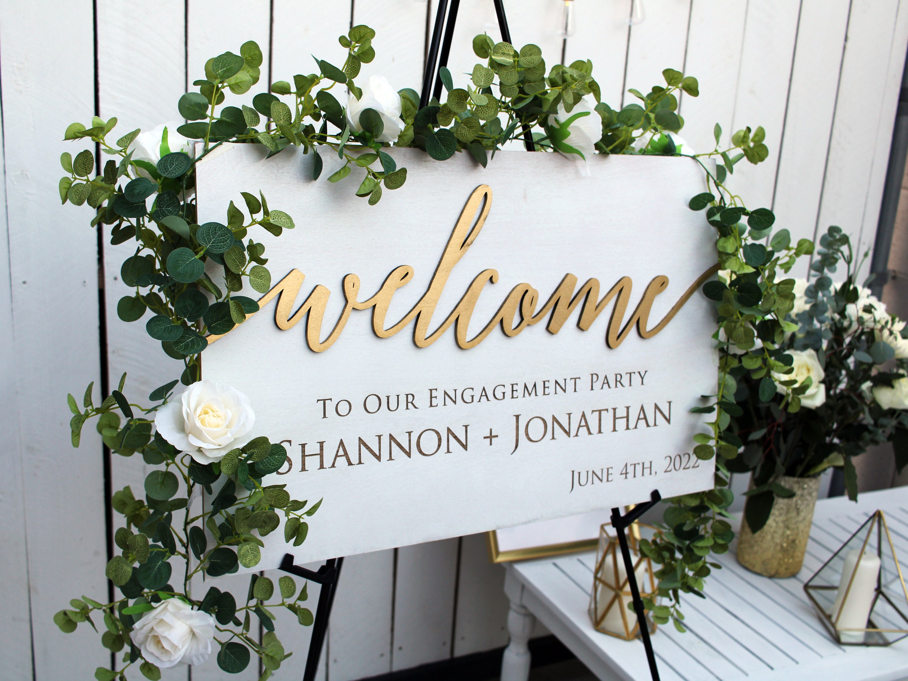 Wedding Welcome Sign Large Welcome Sign White and Gold Welcome - Etsy