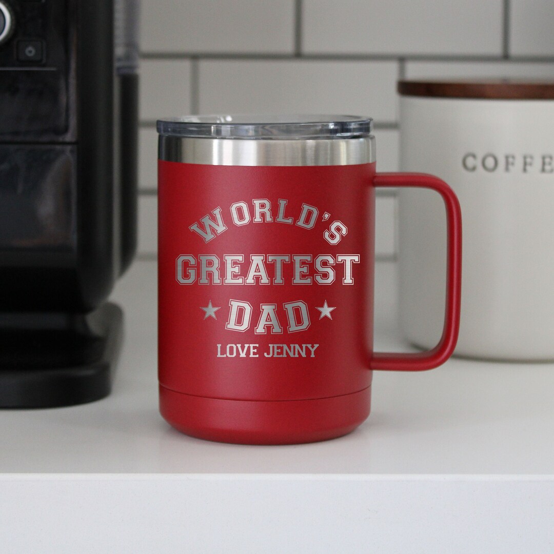 Personalized 'world's Greatest Dad' Insulated Coffee Mug, Travel Mug - Etsy