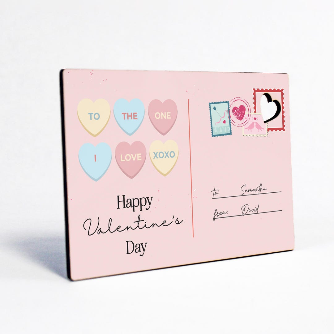 Wooden Love Postcard for Valentine's Day, Romantic Gift for Women ...