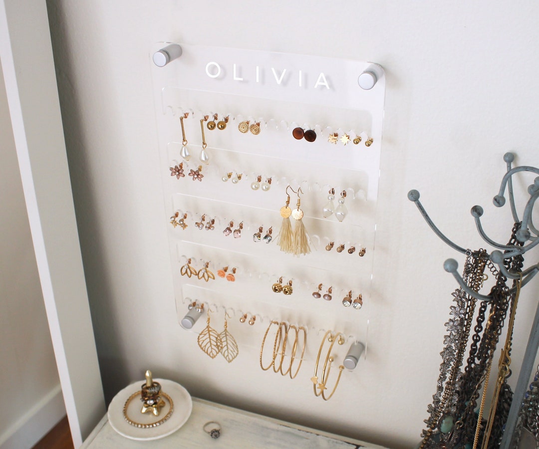 Personalized Earring Holder, Modern Jewelry Organizer, Acrylic Jewelry ...