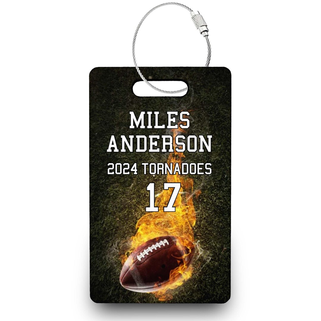Personalized Football Name Tag, Football Bag and Keychain Tags ...