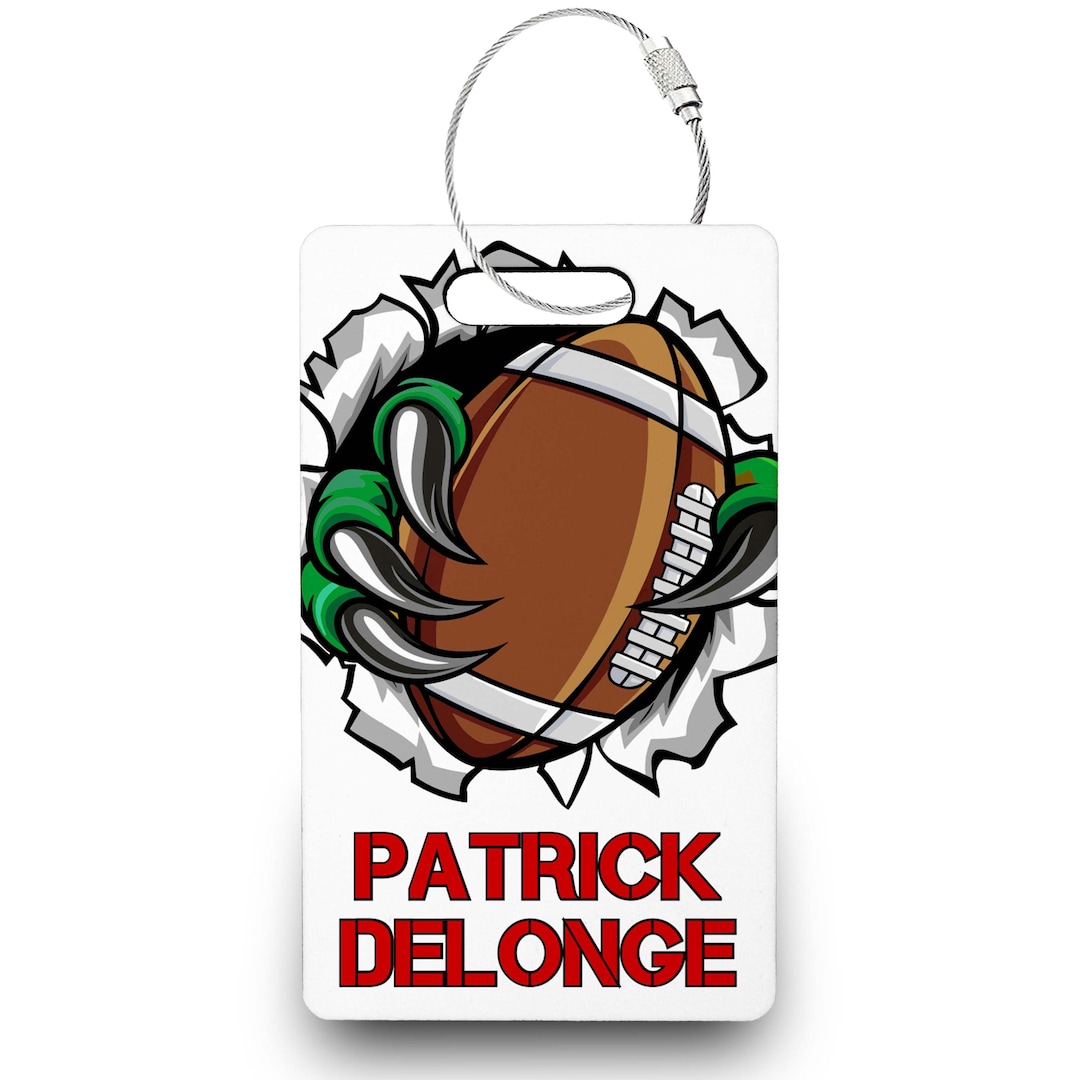 Personalized Football Name Tag, Football Bag and Keychain Tags ...