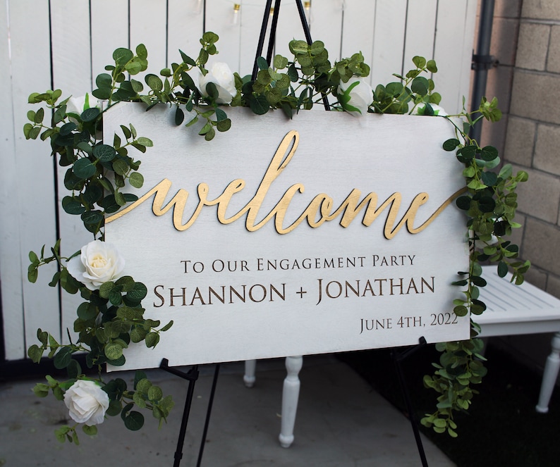 Wedding Welcome Sign Large Welcome Sign White and Gold Welcome - Etsy