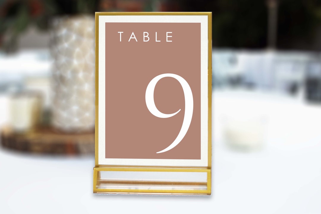 Wedding Table Sign With Gold Stand Gold Wedding Table Numbers Gold Trim ...