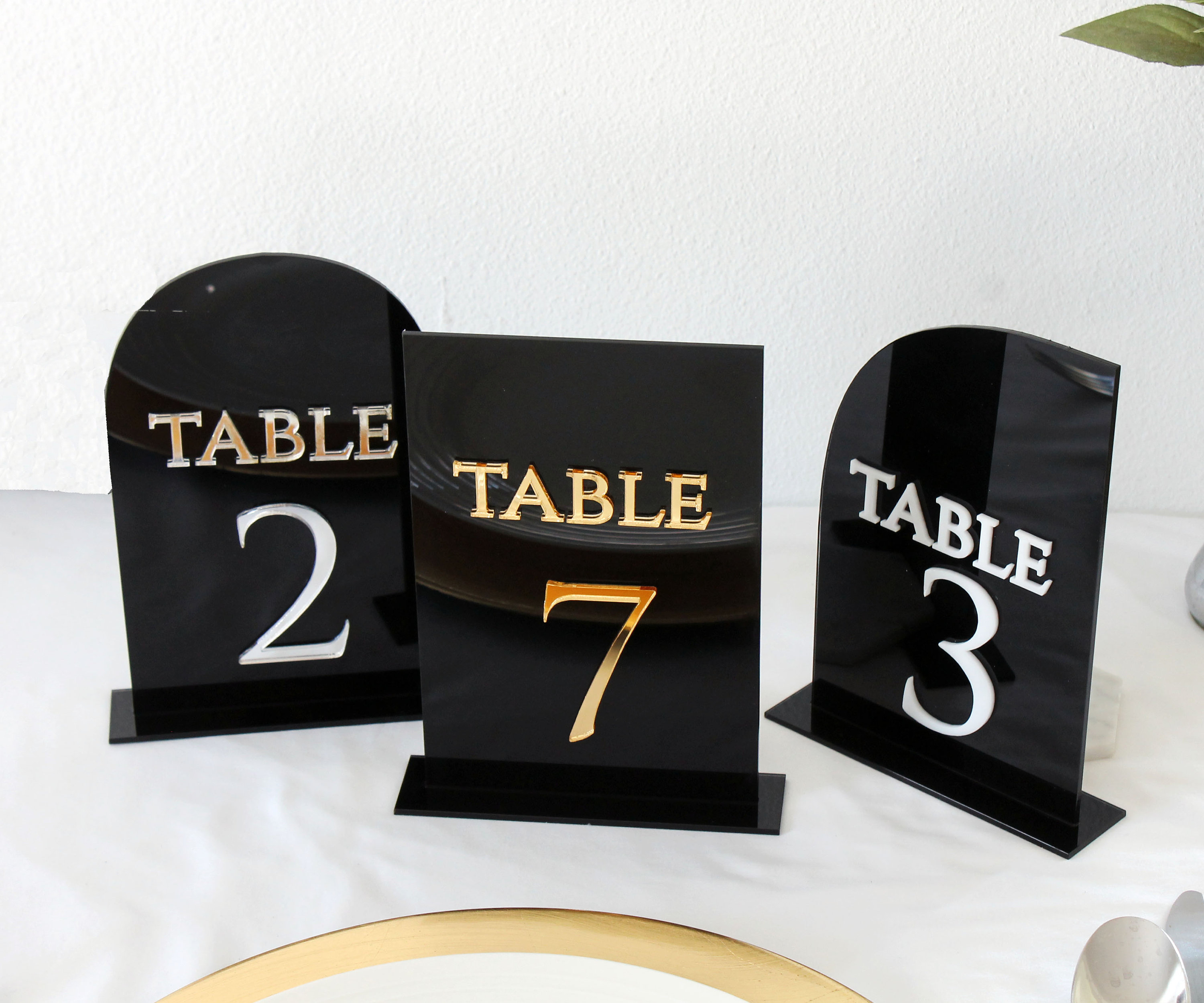 Black Silver Table Number, Luxury Wedding, Acrylic Wedding Decor, Laser ...