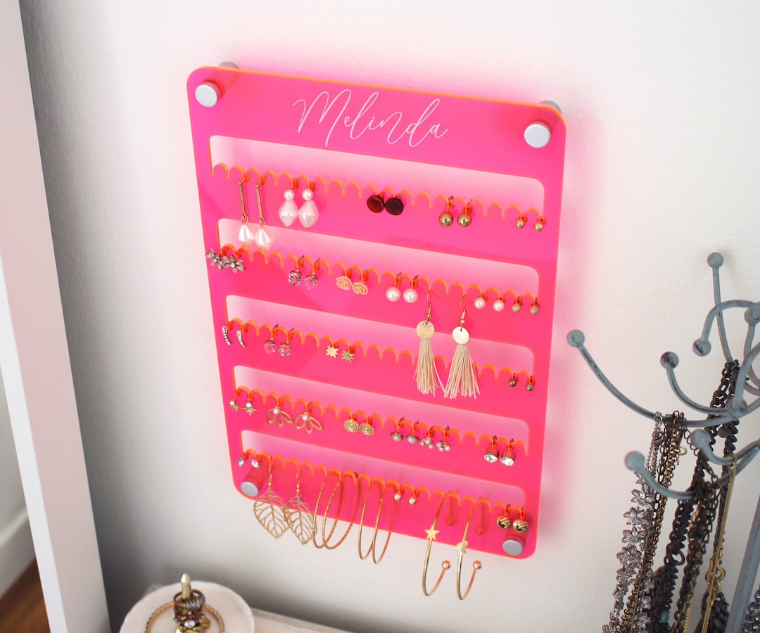 Personalized Earring Holder, Modern Jewelry Organizer, Acrylic Jewelry ...