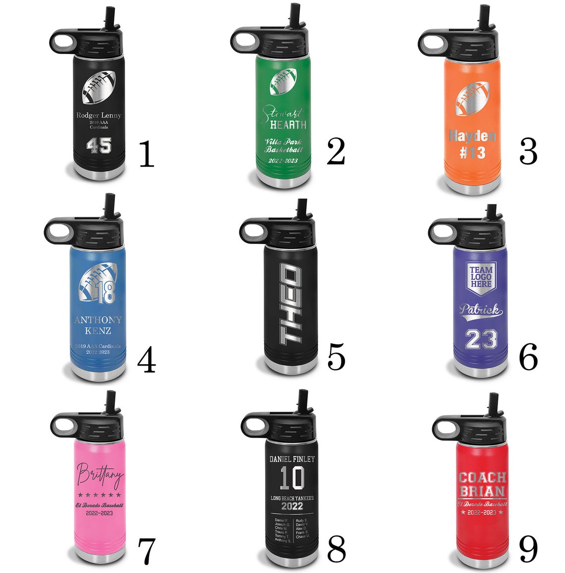 Football Team Water Bottles Team Metal Water Bottles Gift - Etsy