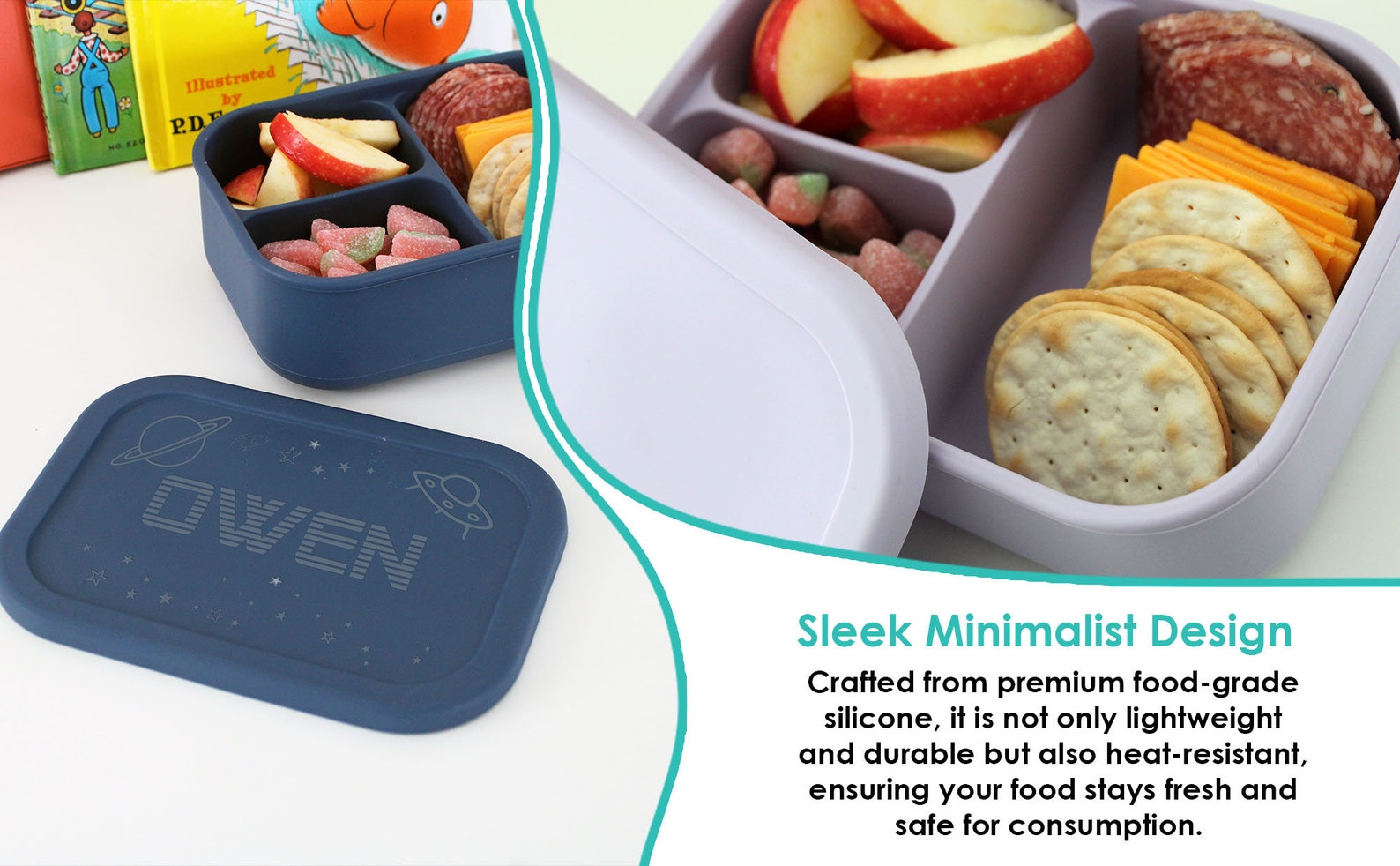 Personalized Silicone Bento Box Lunch Container for Kids - Bento Box ...