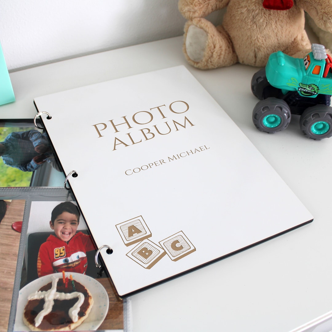Baby Wood Photo Album With Photo Pages, Baby Photo Album, Kid's Photo ...