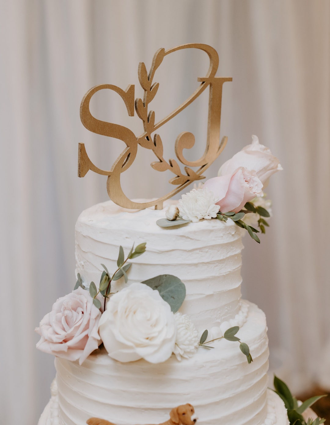 Gold Wedding Cake Topper | Monogram Wood Cake Topper | Wedding Cake ...