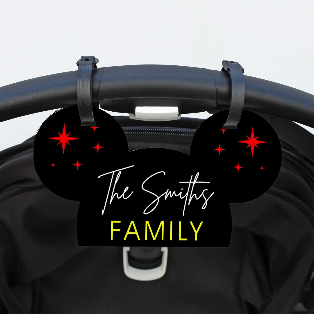 Personalized Stroller Name Tag, Mouse Ears Sign, Stroller License Plate ...