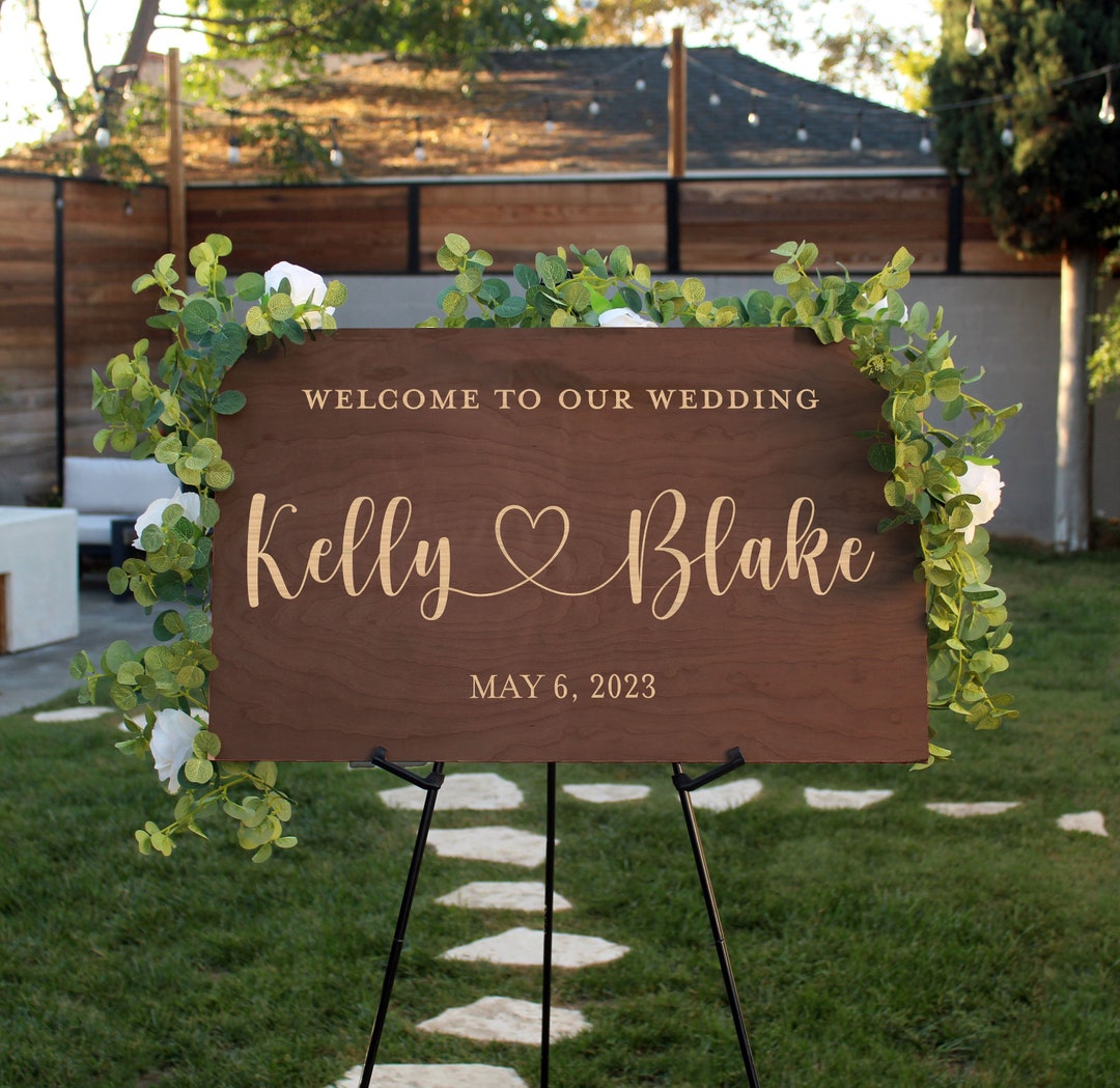 Wedding Welcome Sign Large Welcome Sign Rustic Wood Welcome Sign Walnut ...