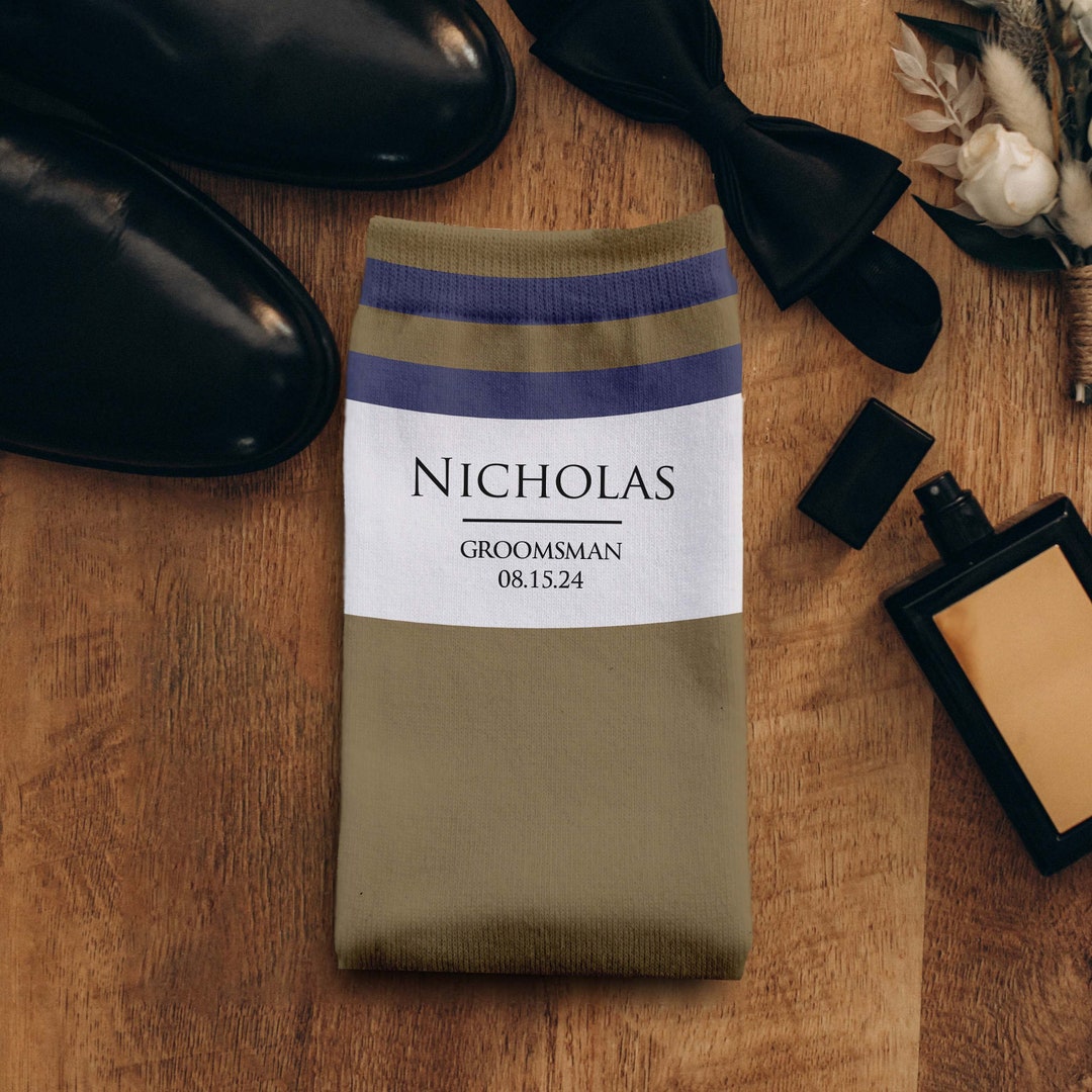 Personalized Wedding Dress Socks, Groomsmen Gifts, Bridal Party Gifts, Groomsmen Socks, Classic ...