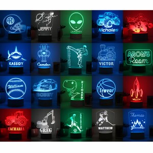 Personalized Boys Night Light, Sports Night Light, Baseball Basketball ...