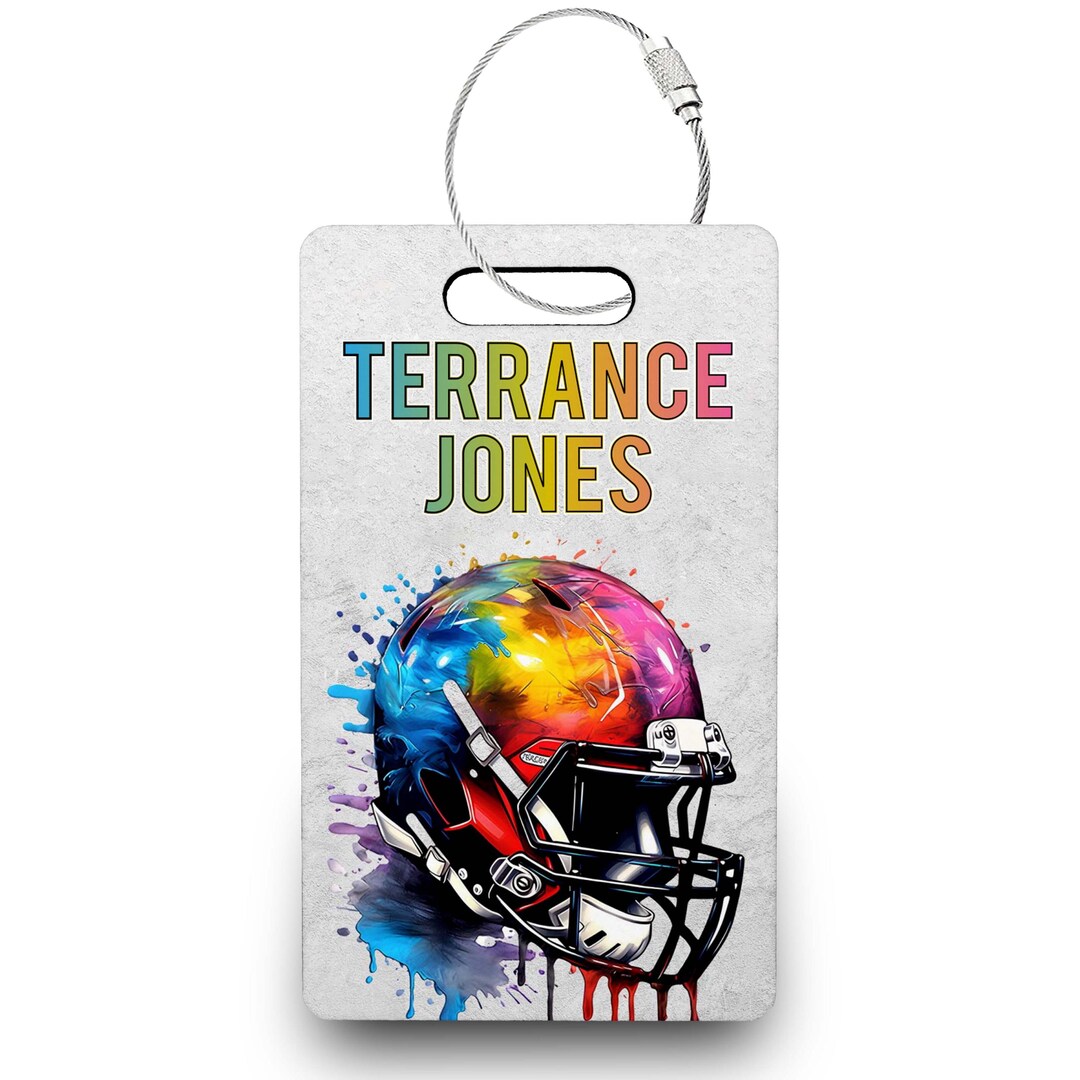 Personalized Football Name Tag, Football Bag and Keychain Tags ...