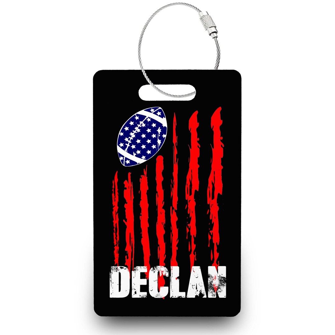 Personalized Football Name Tag, Football Bag and Keychain Tags ...
