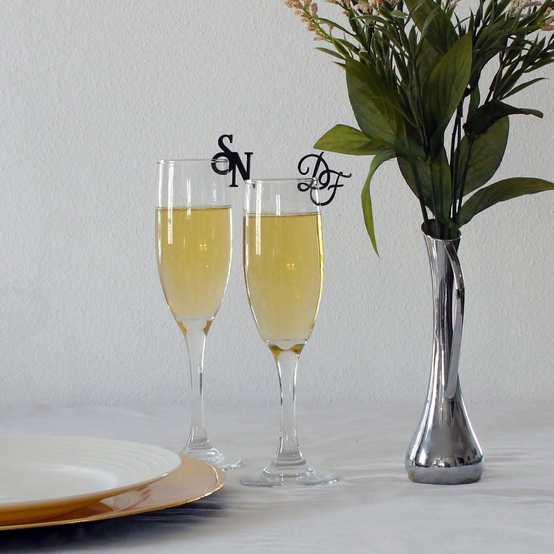Wedding Initial Champagne Toppers DIY Peel at Home | Champagne Drink ...