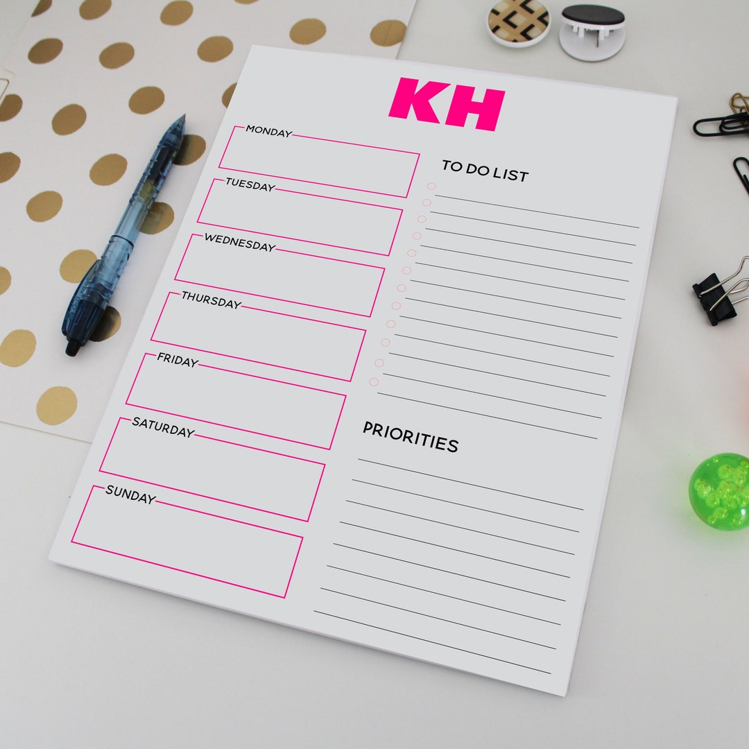 Personalized Notepad Stationery 8.5 X 11 WEEKLY PLAN NOTEPAD Custom ...