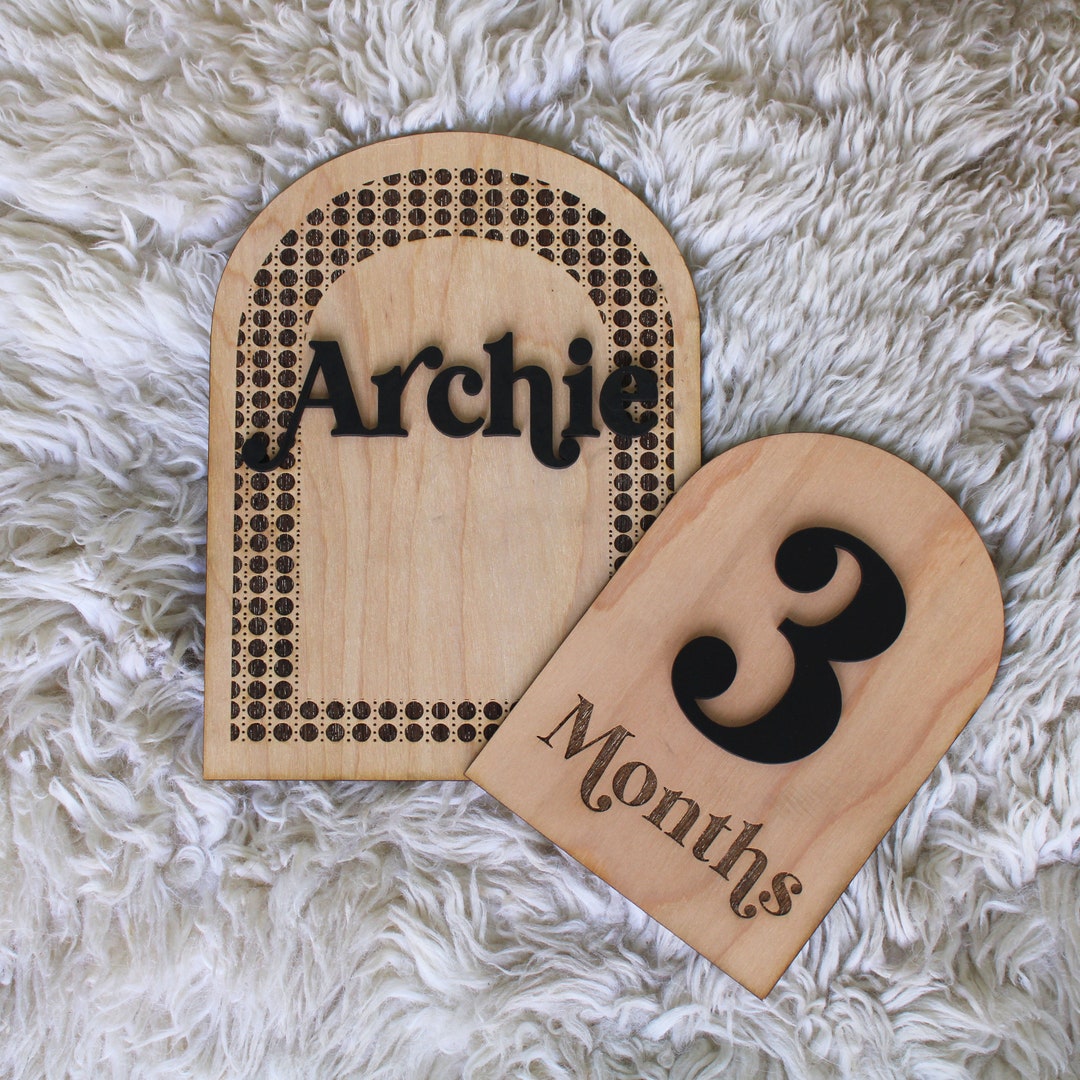 Boho Rattan Monthly Milestone | Interchangeable Monthly Milestone ...
