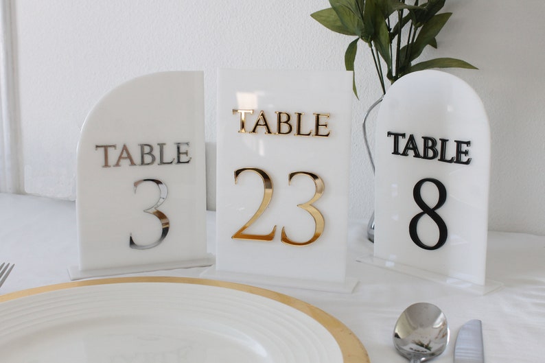 White Silver Table Number Luxury Wedding Acrylic Wedding - Etsy