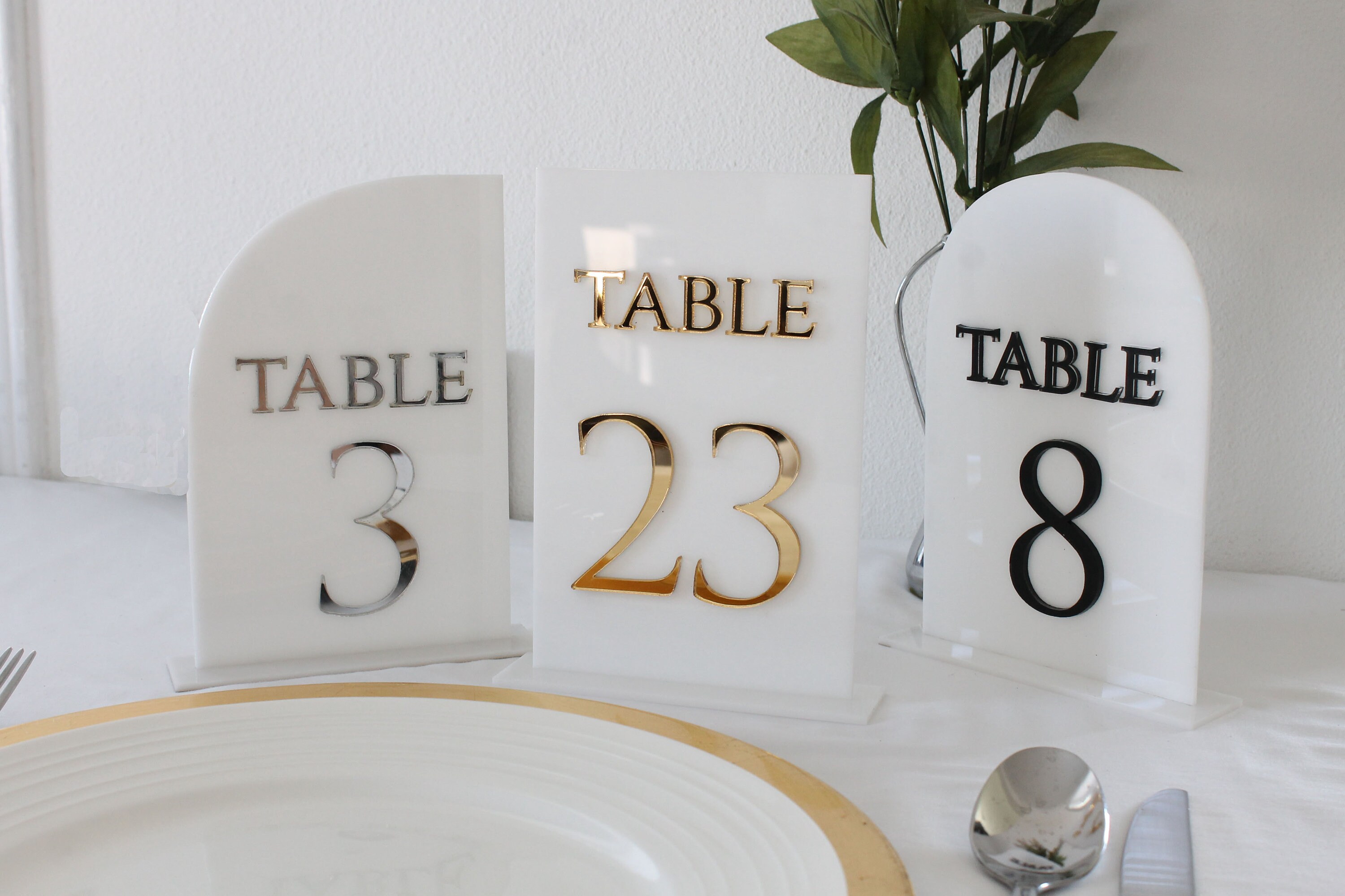 Black Silver Table Number, Luxury Wedding, Acrylic Wedding Decor, Laser ...