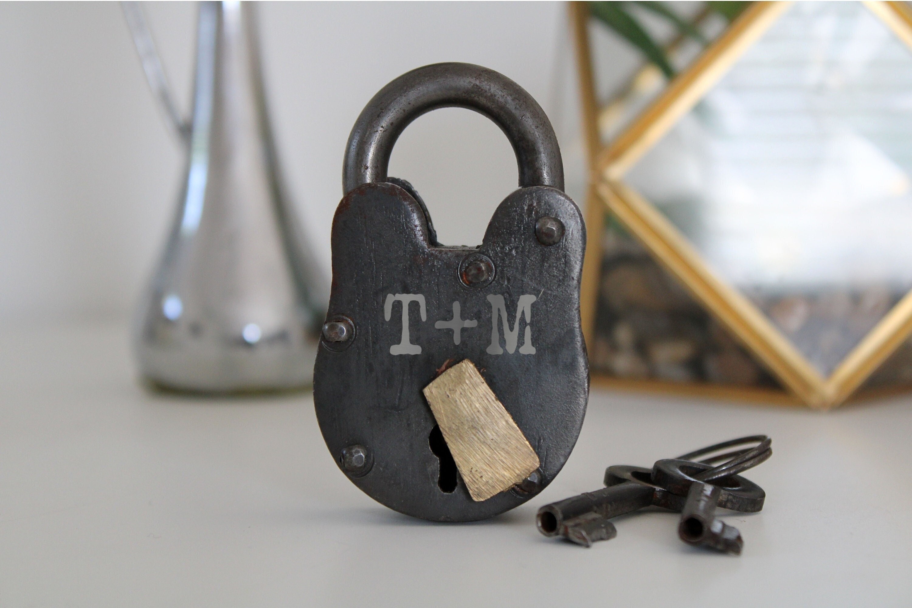 Antique Love Lock With Keys Custom Love Lock Engraved Love - Etsy