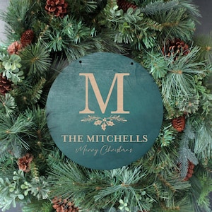 Personalized Christmas Wreath Wood Sign, Custom Wood Christmas Wreath ...